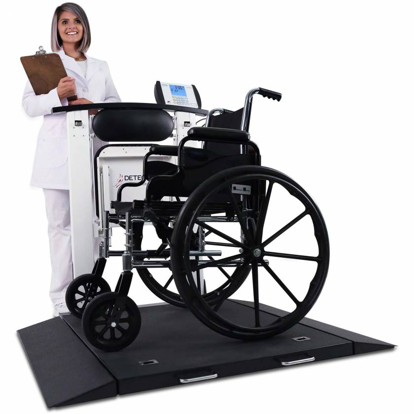 Detecto 6570 Series Folding Wheelchair Scale with Handrail & Seat
