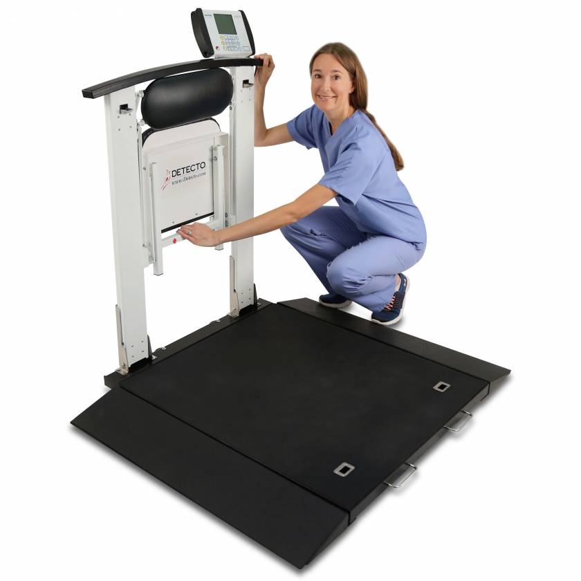 Detecto 6570 Series Folding Wheelchair Scale with Handrail & Seat