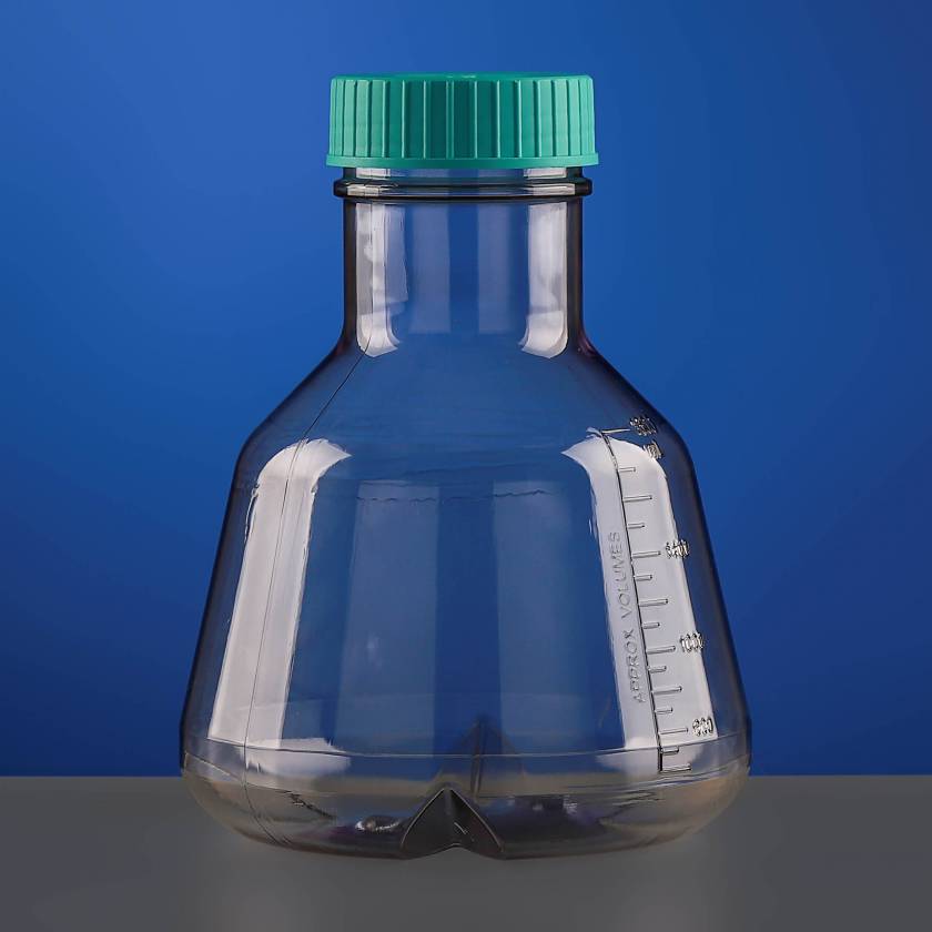 High Efficient Baffled Bottom Erlenmeyer Flask, PC, Sterile
