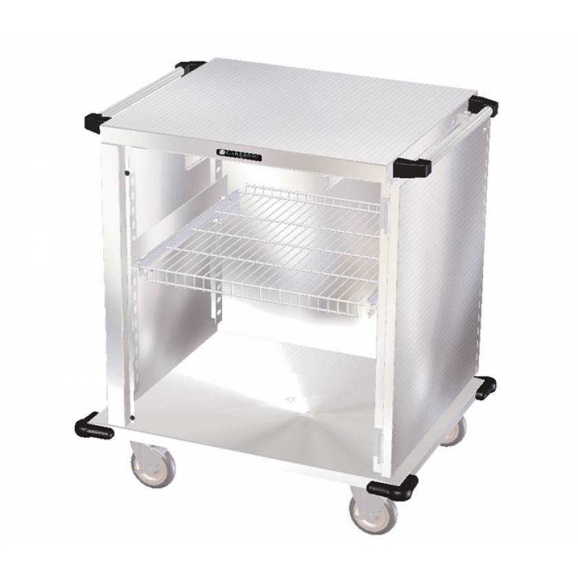 Lakeside One Door Stainless Steel Case Carts 24" Wire Shelf Width