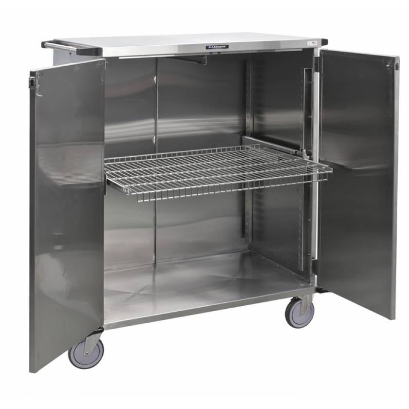 Lakeside Two Door Stainless Steel Case Carts 36" Width Wire Shelf