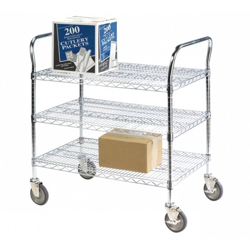 Lakeside Heavy Duty Round Post Wire Shelf Utility Carts