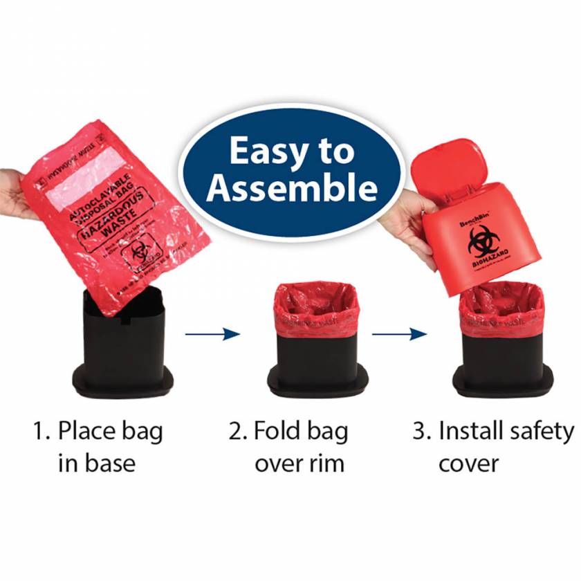 MTC Bio A8401-SK BenchBin Benchtop Biohazard Bin Starter Kit