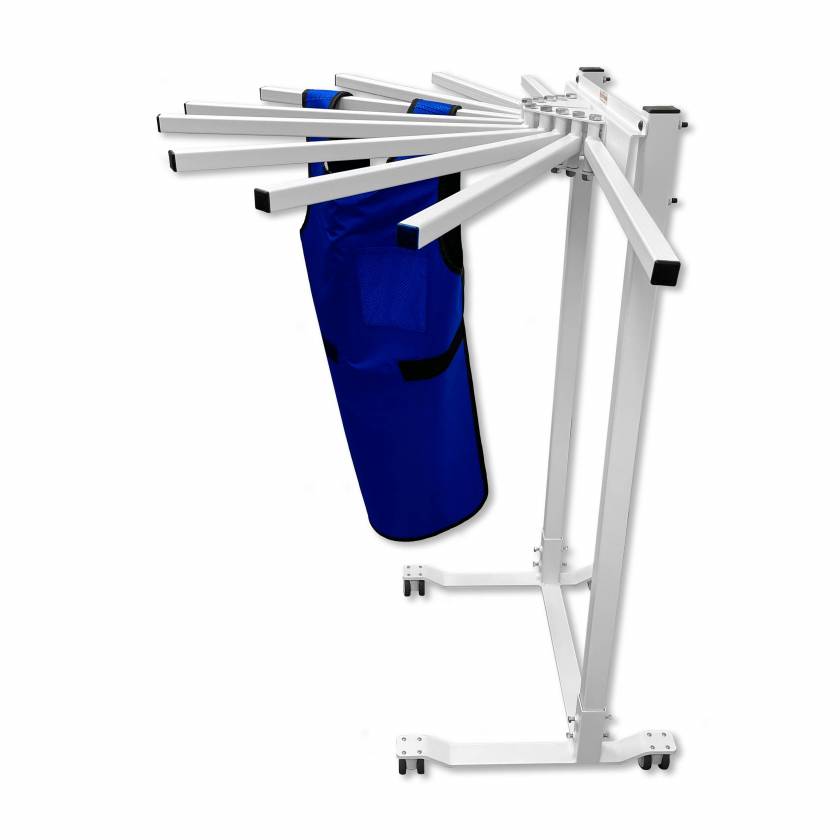 Techno-Aide Mobile Swing-Arm Apron Rack with Ten Arms