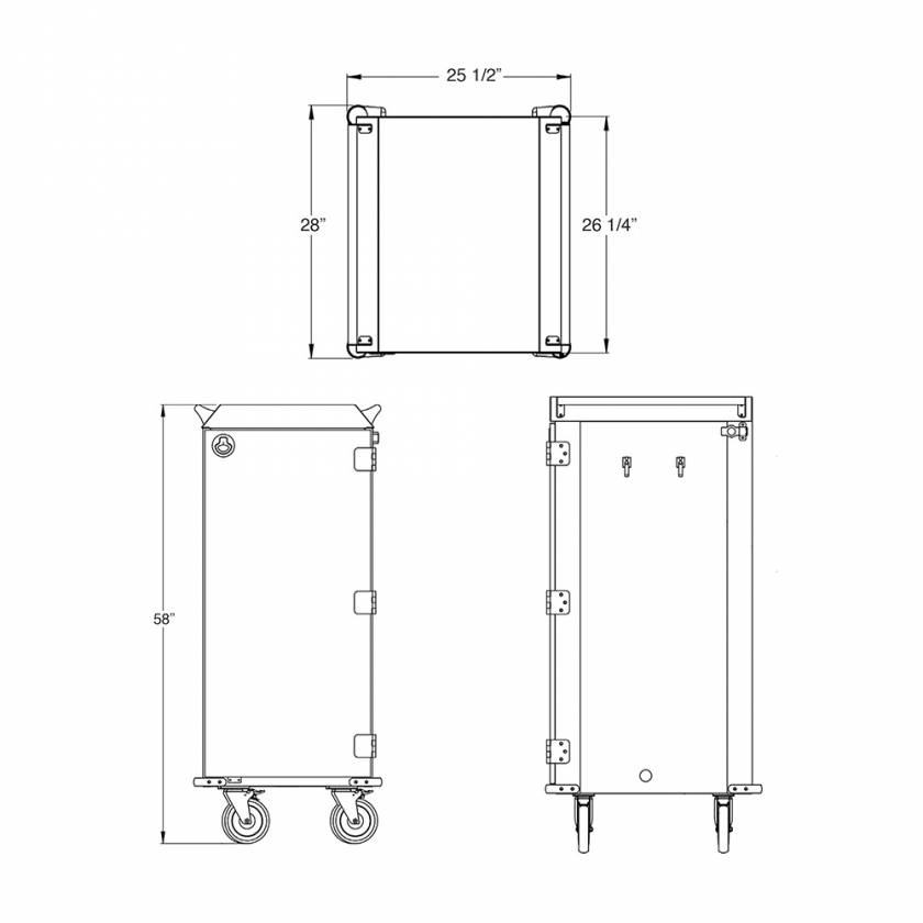 Lakeside Deluxe Case Cart, Double Door, 58" High, 6" Casters