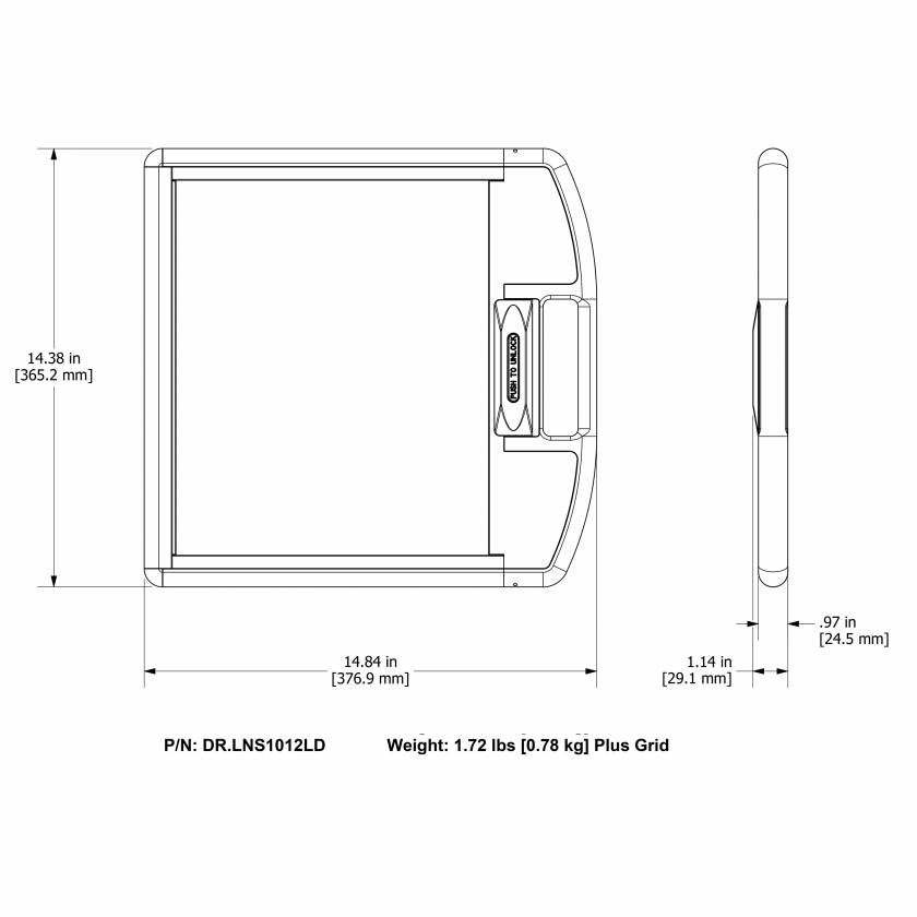 Lock-N-Secure DR Panel Protector 10 x 12 with Grid & Side Handle