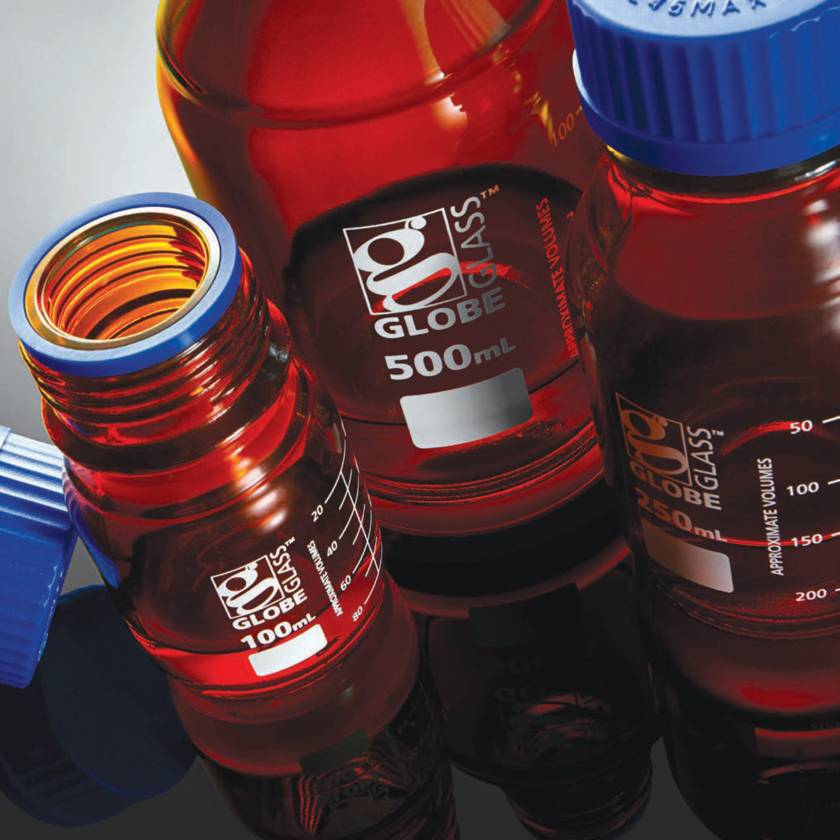 Globe Scientific Globe Glass Amber Media Bottle with Screw Cap