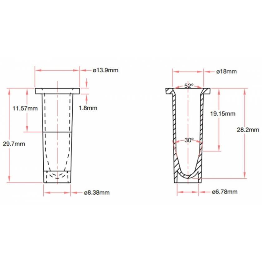 1mL Nesting Sample Cup 13mm Dia PS Cup for 12mm 13mm Tubes Globe 5504