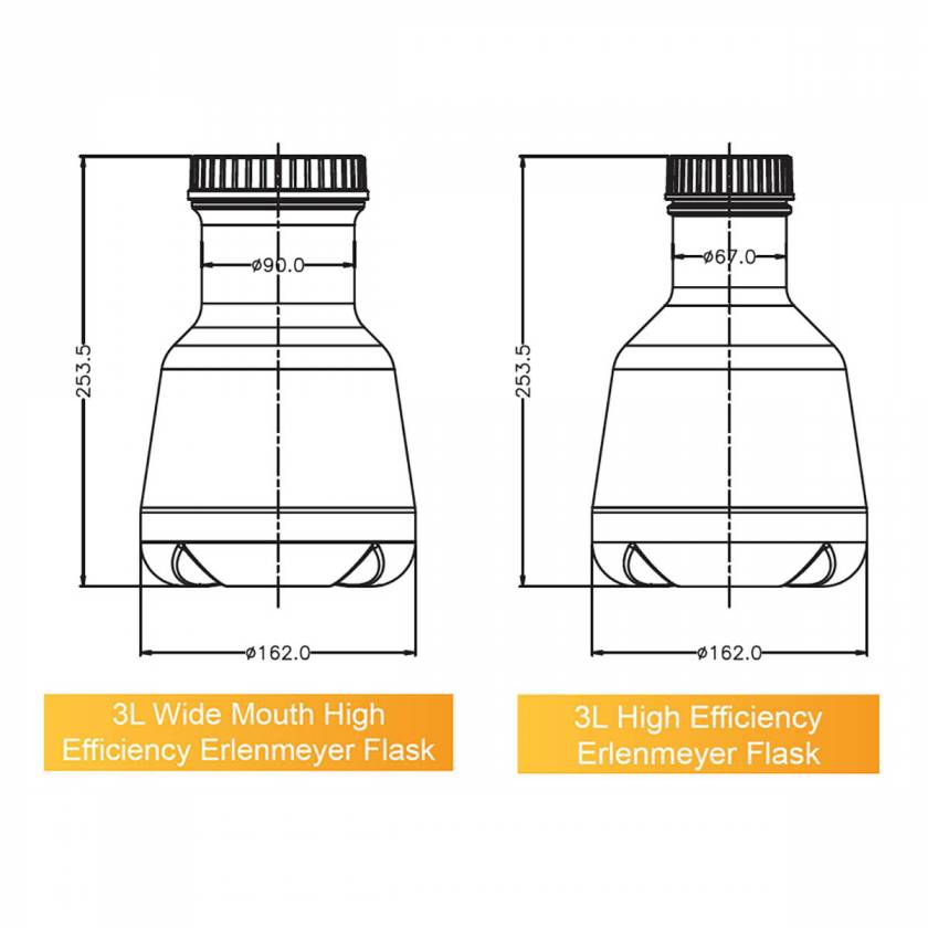 High Efficient PC Wide-Mouth Baffled Bottom Erlenmeyer Flask