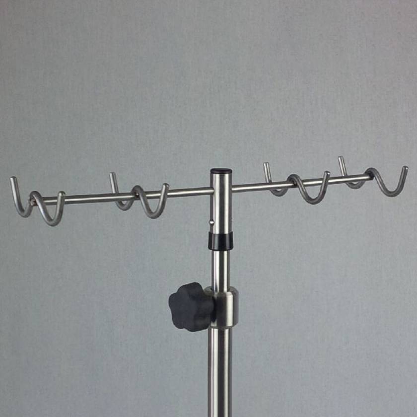 MCM210-RT Stainless Steel 5-Leg IV Pole with 8-Hook Rake Top