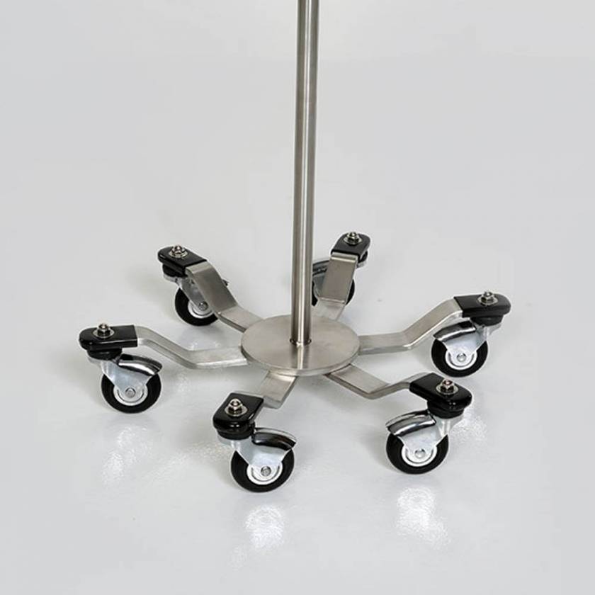 Height Adjustable All Stainless Steel IV Pole 6-Leg Spider Base by MCM