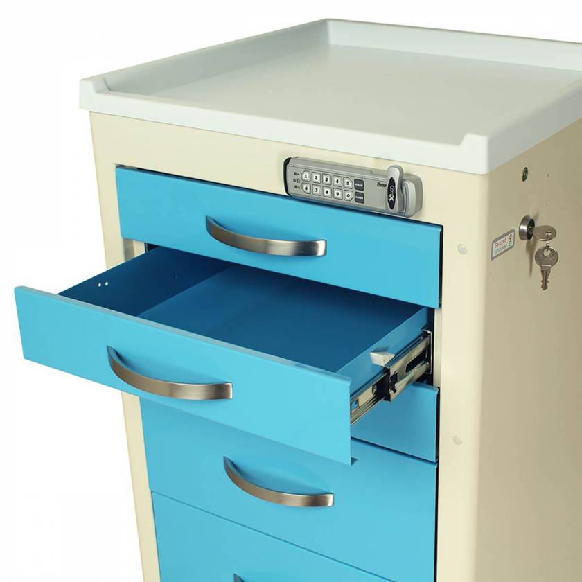 Harloff MPA1830E06 A-Series Aluminum Medical Cart 6-Drawer Pushbutton Lock
