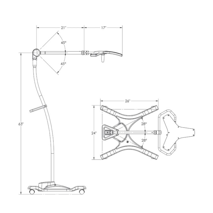 Burton Medical OPLEDFL Outpatient LED Exam Light Floor Stand