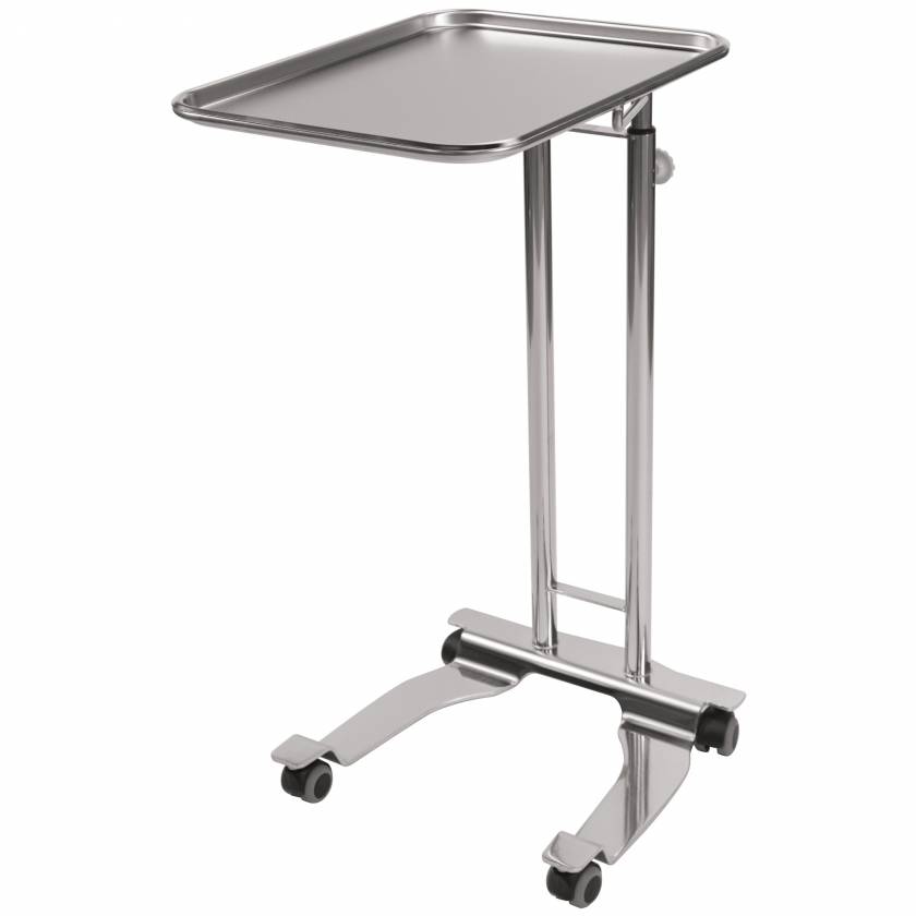 Pedigo SS 4-Wheel Base Mayo Stand With Hand or Foot-Operated