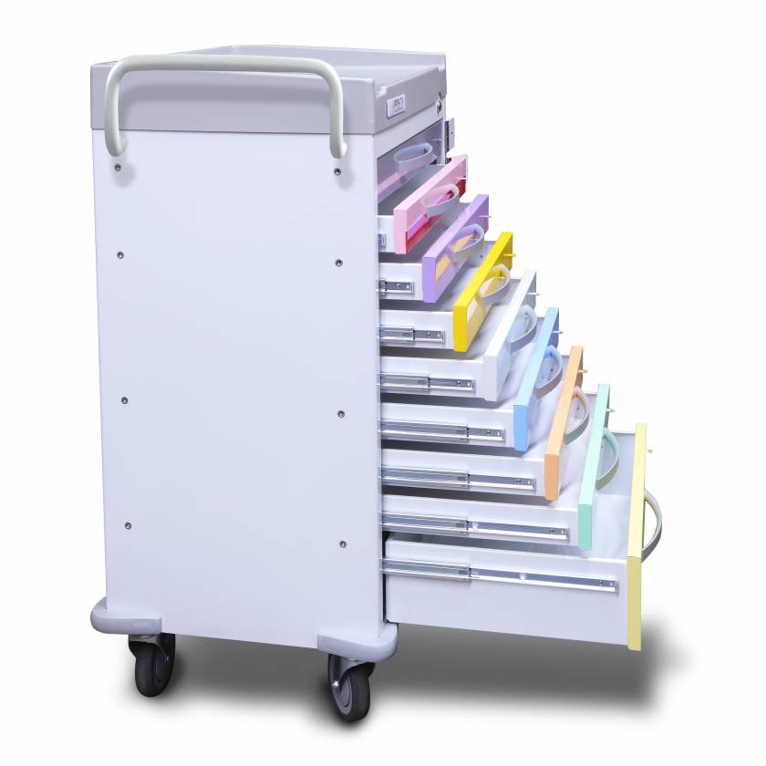 Detecto Rescue Series Pediatric Medical Cart 9 Multicolor Drawers