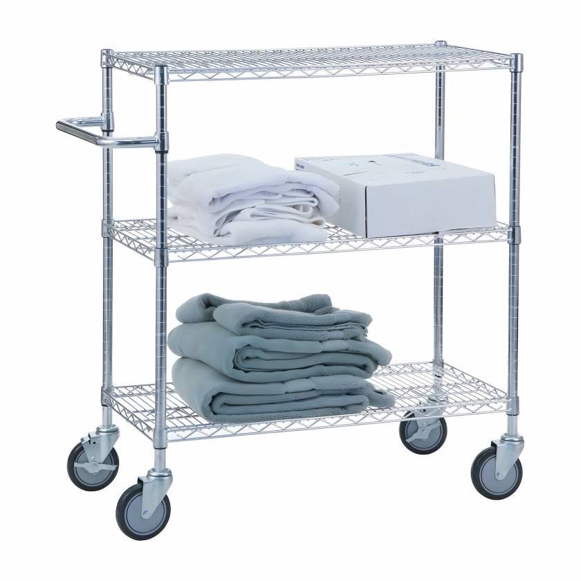 R&B Wire Products Triple Shelf Utility Cart
