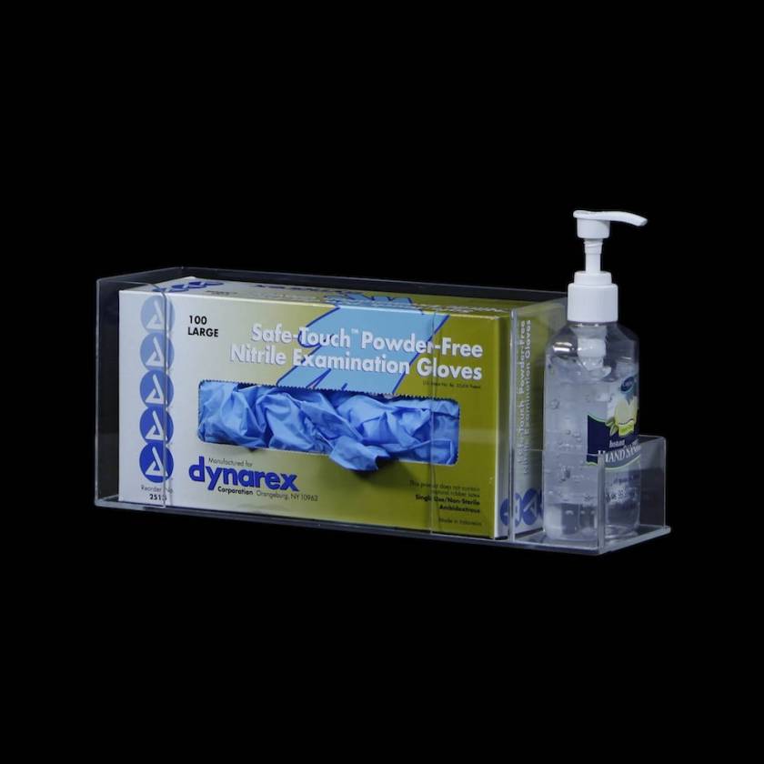 Acrylic Single Glove Box Holder with Hand Sanitizer UM4534