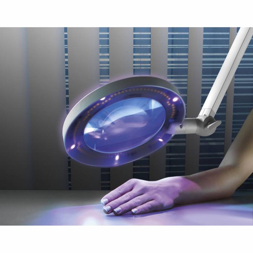 OPTICLUX 10-2 P TX LED Magnifier with Double Arm, Wood Light