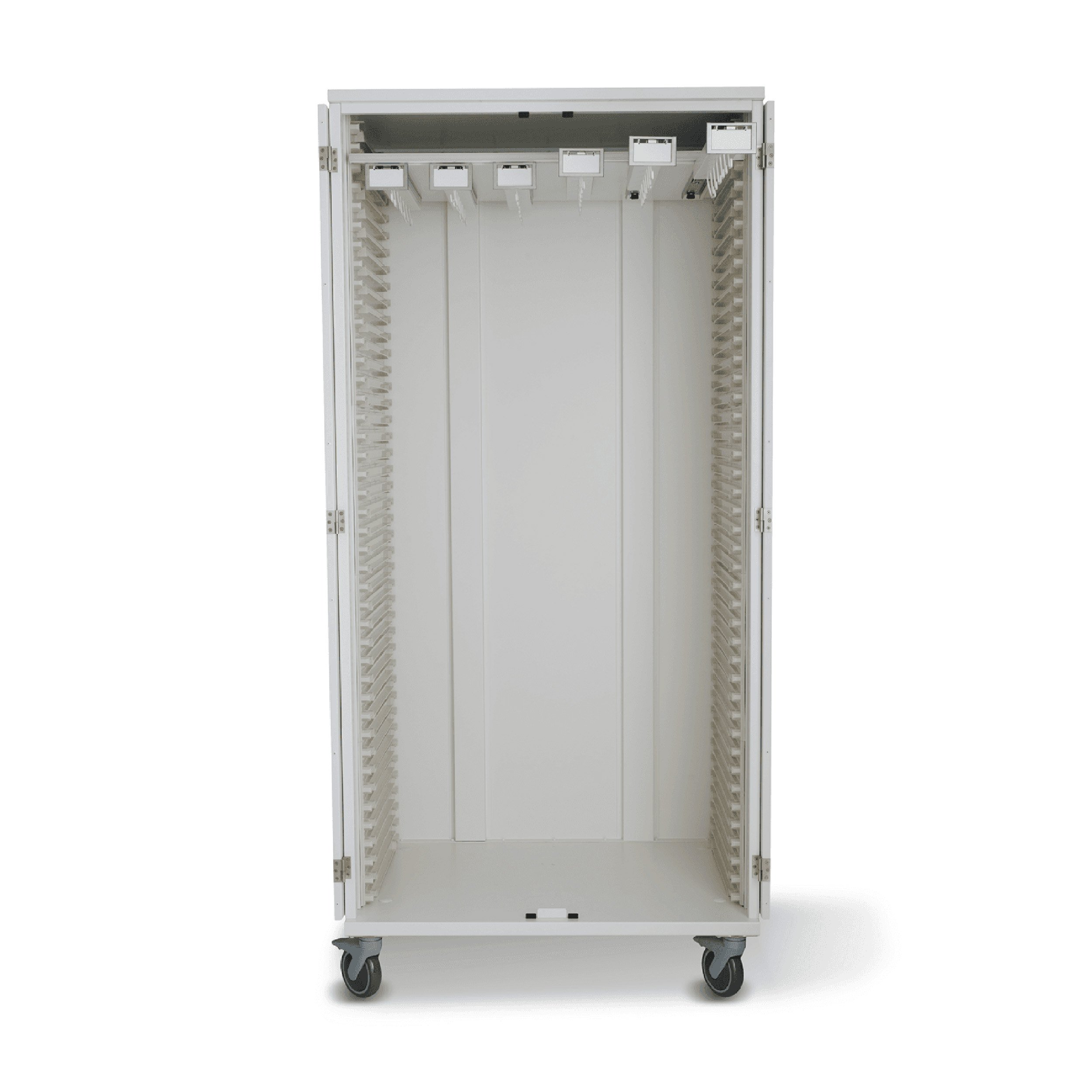 Capsa FLX Stainless Steel Cabinet, Two Glass Door & Casters
