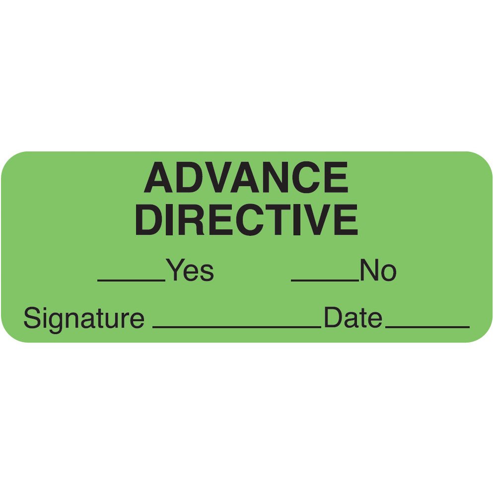 Arden Label UL588 Advance Directive Yes Or No Label