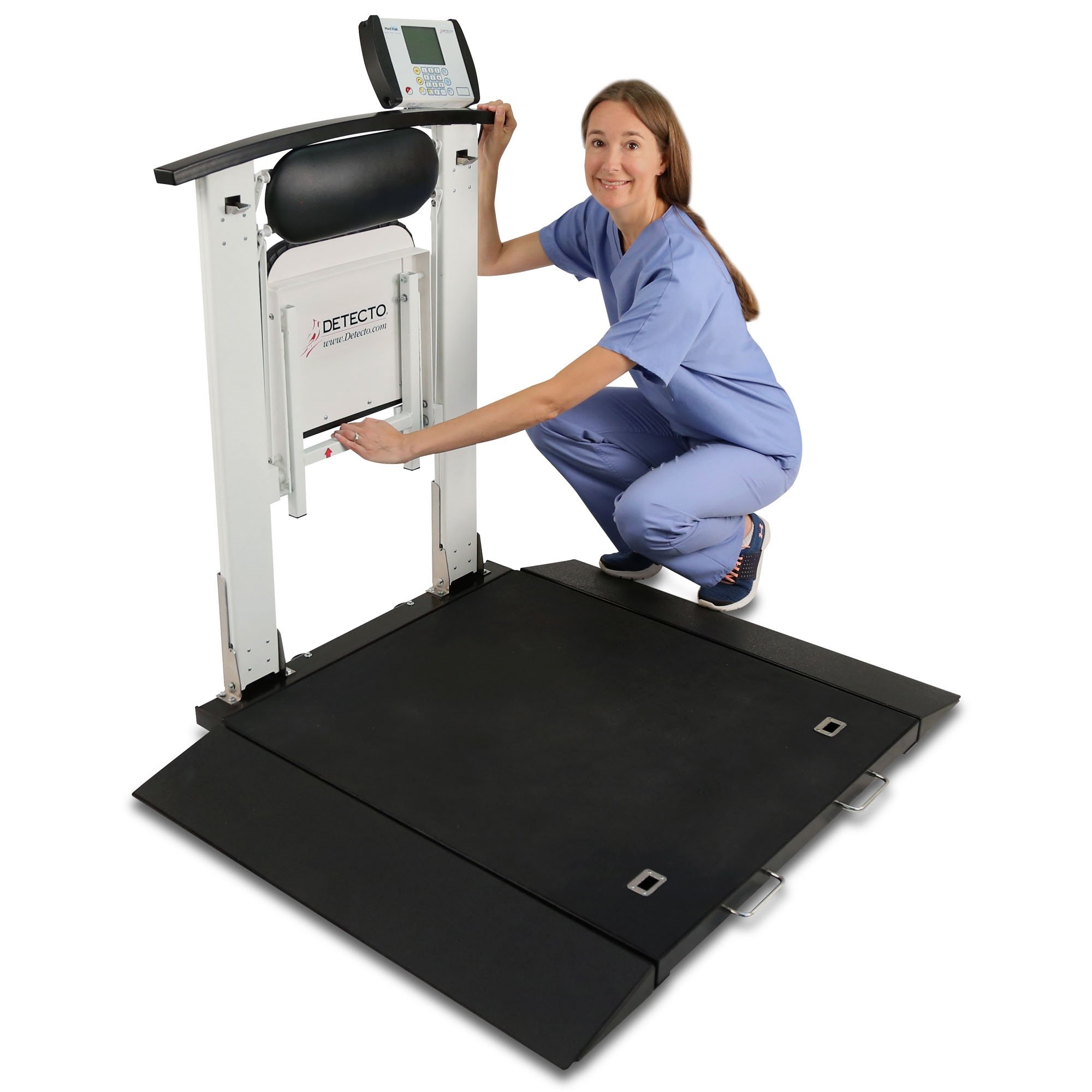Detecto 6570 Series Folding Wheelchair Scale with Handrail & Seat
