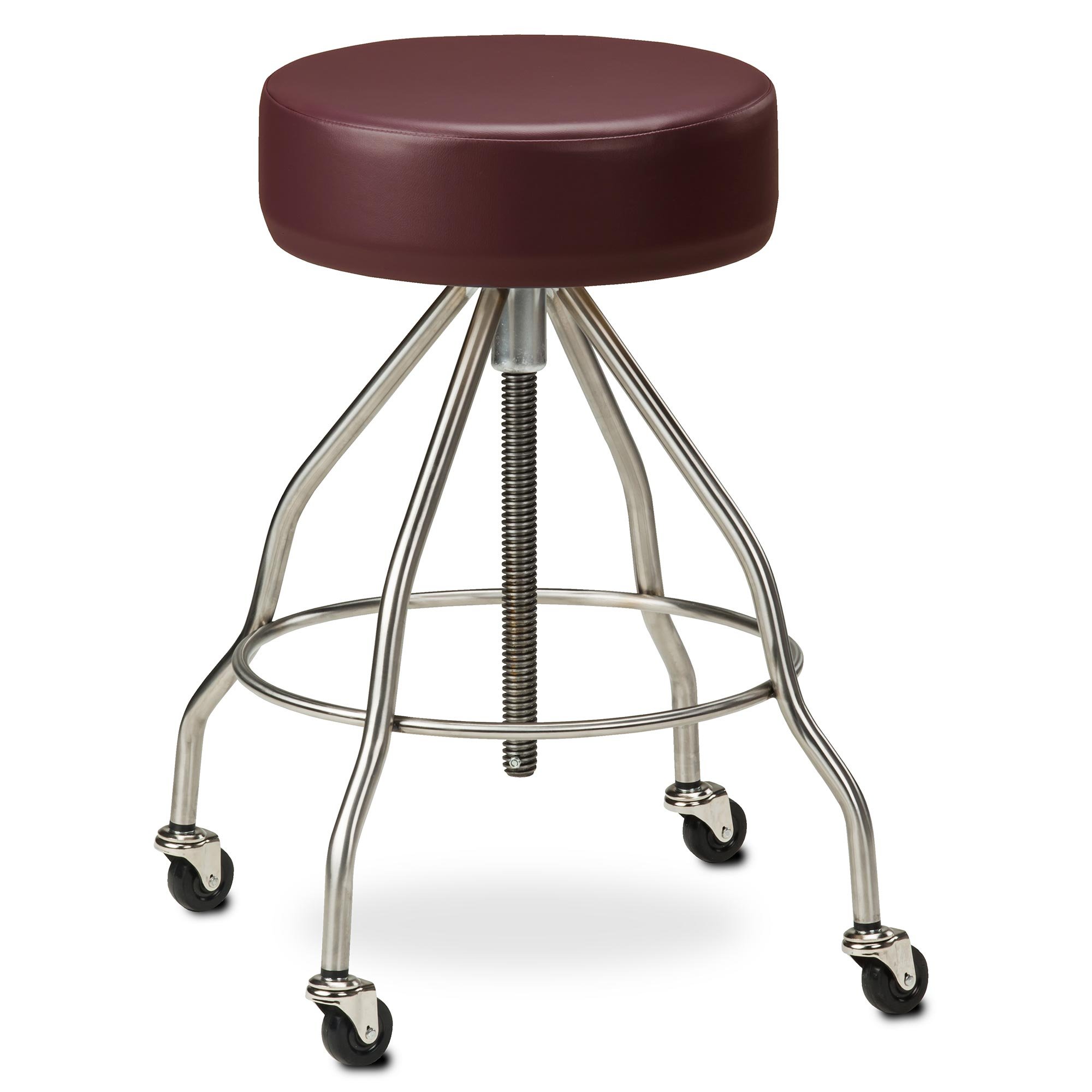 Padded Seat SS Stool with Casters & Extra Wide Base Clinton SS-2172
