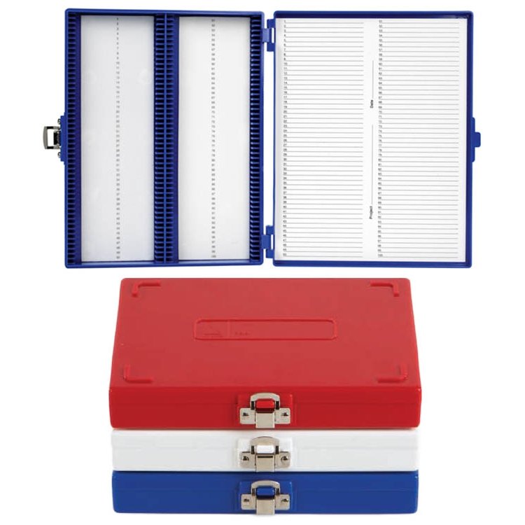 100-Place Foam-Lined Microscope Slide Box Heathrow Scientific