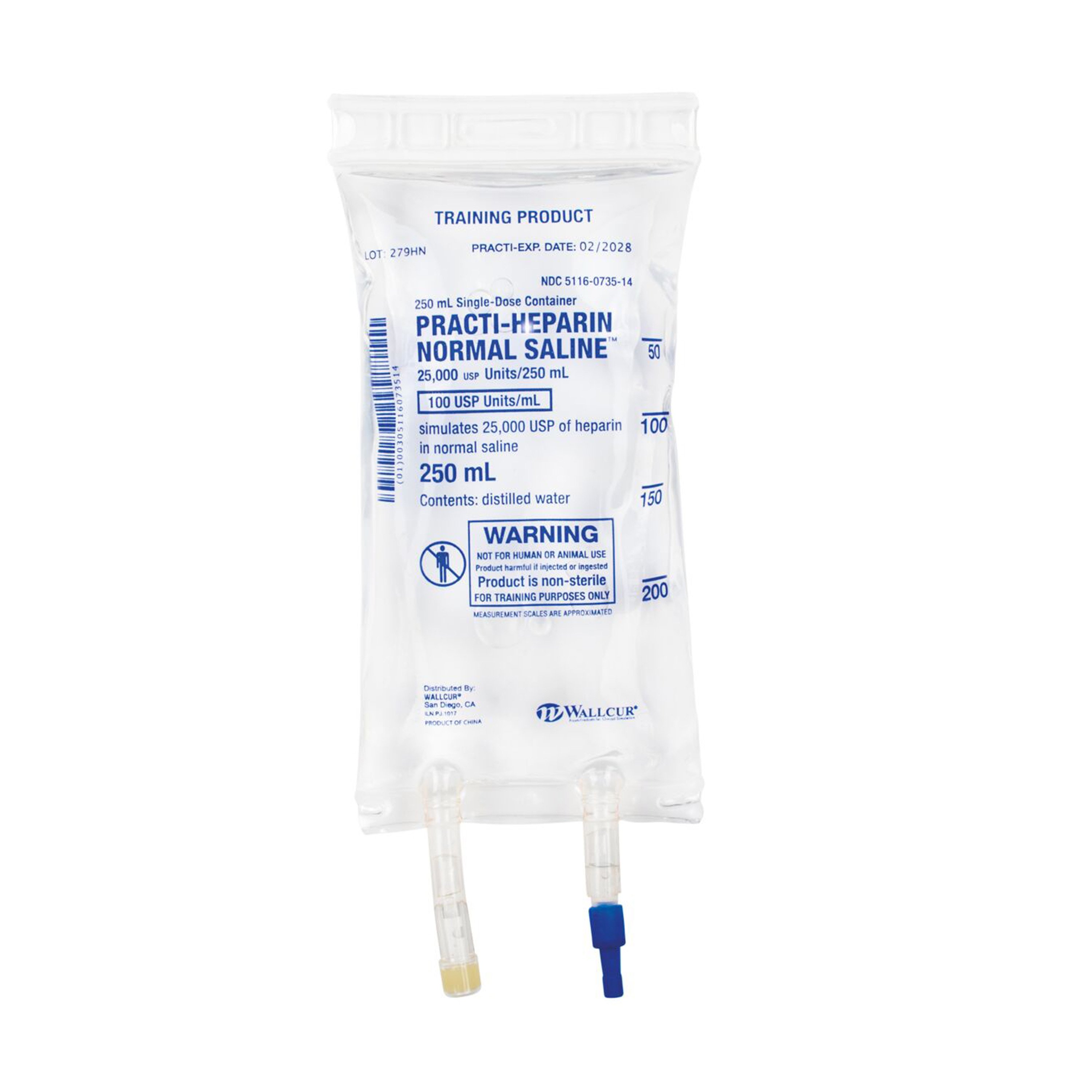 Wallcur 1024799 Practi-Heparin Normal Saline 250 mL I.V. Bag