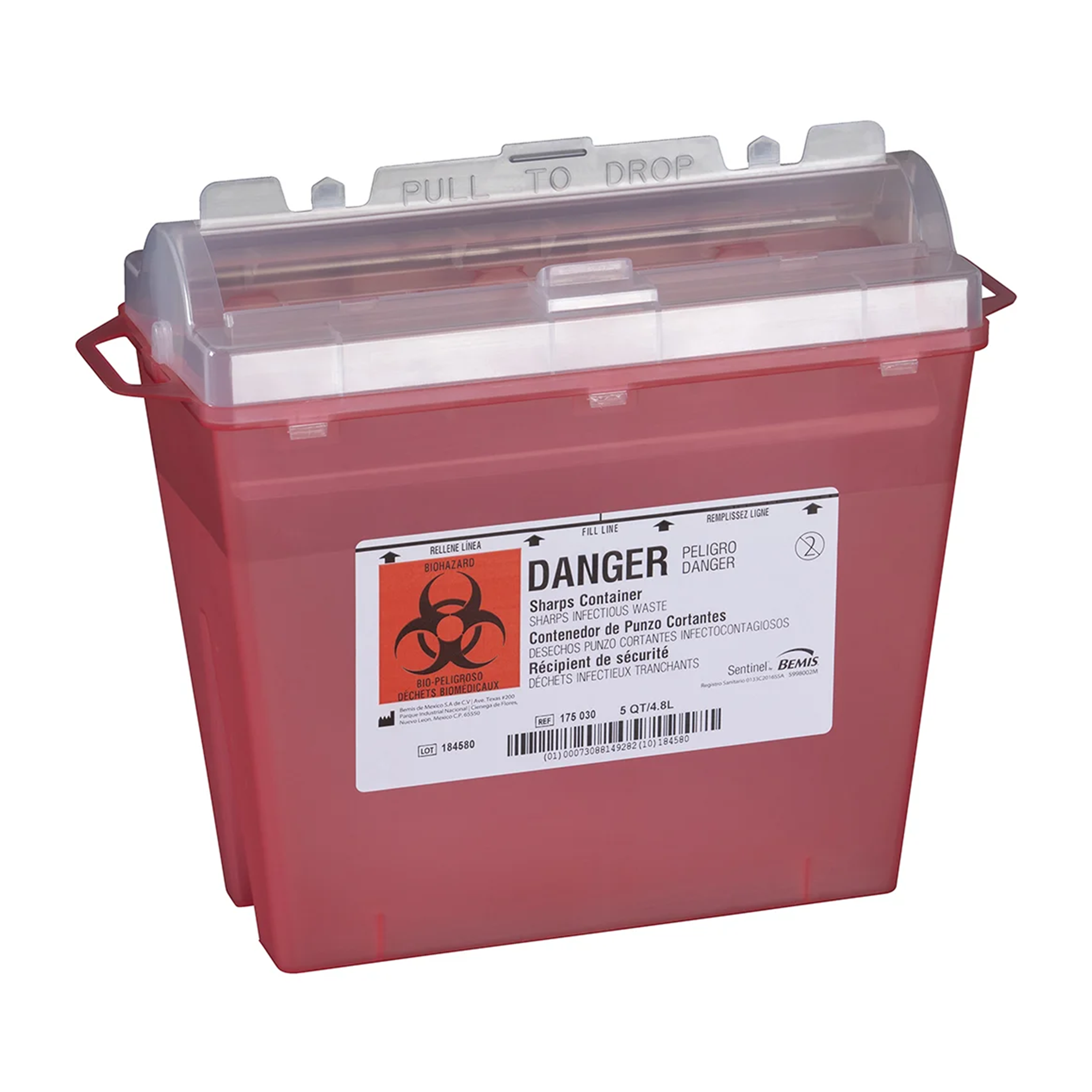 Bemis Health Care 175030 5-Quart Biohazard Sharps Container