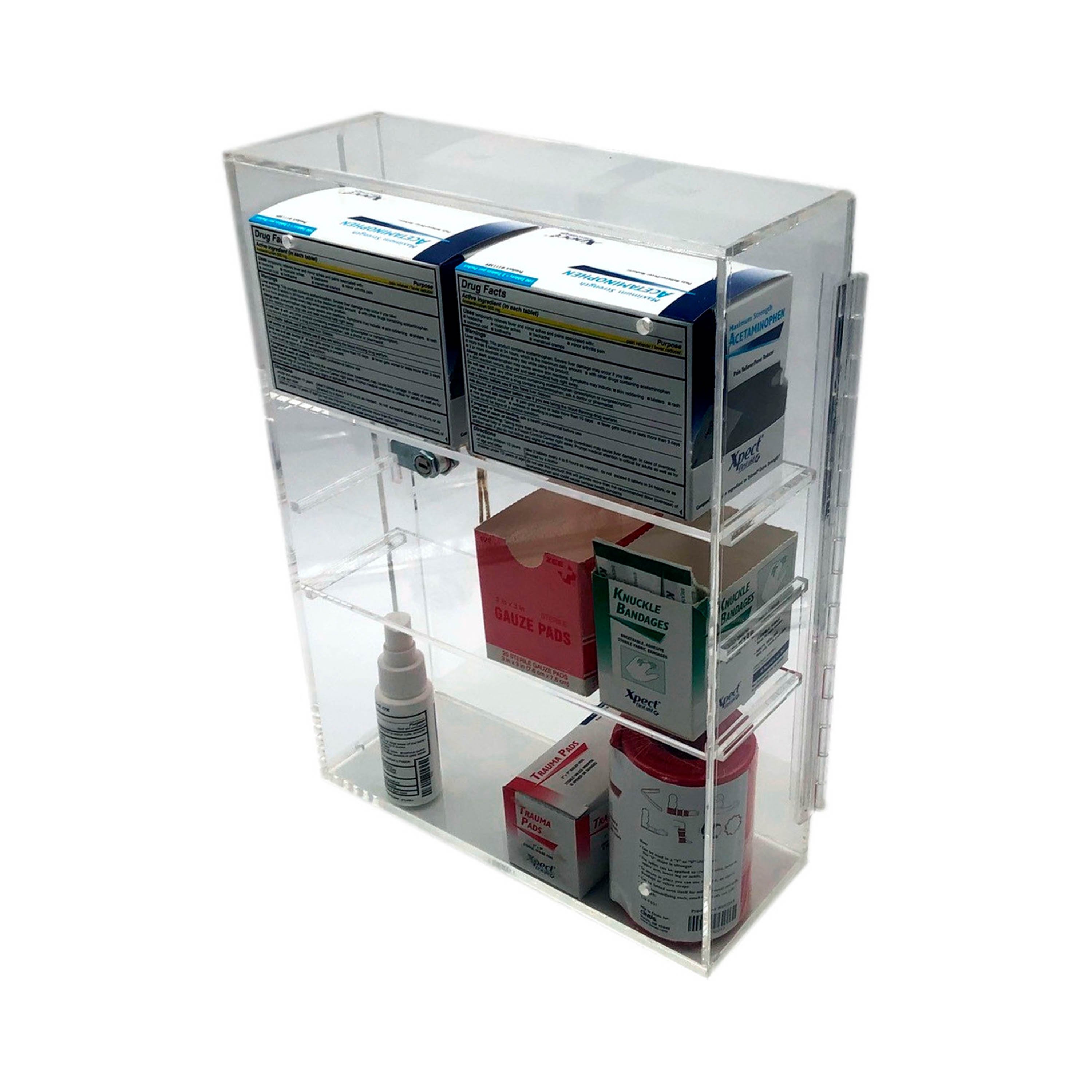 OmniMed Transparent Utility Cabinet with 2 Shelves Key Lock