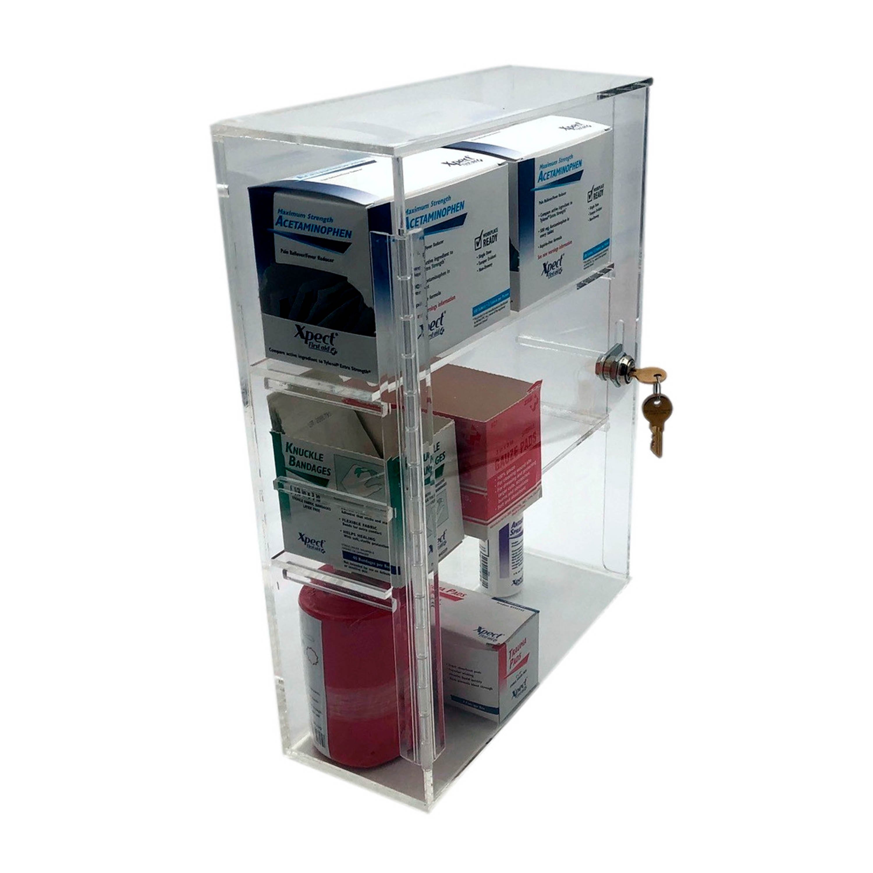 OmniMed Transparent Utility Cabinet with 2 Shelves Key Lock