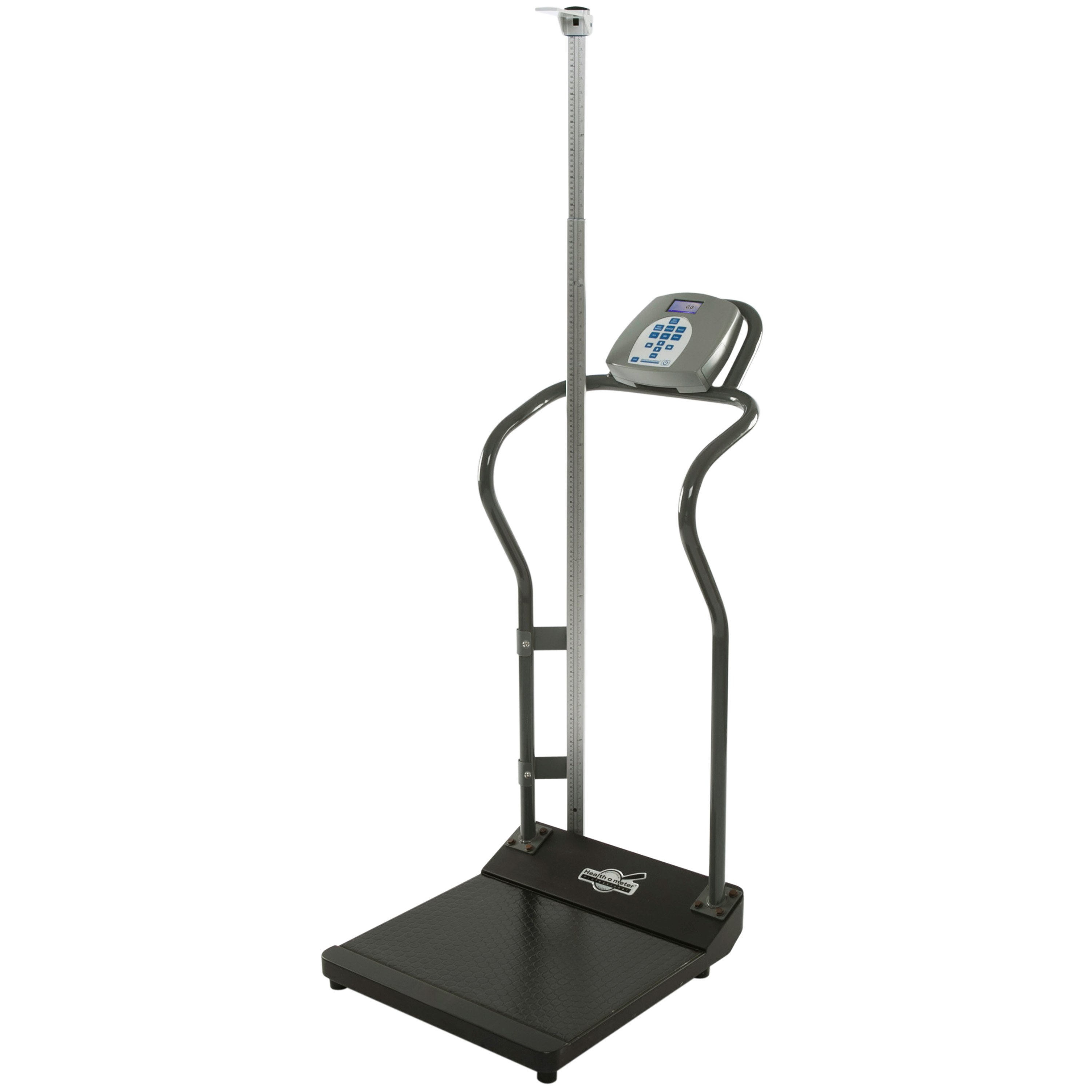 Antimicrobial Digital Platform Scale with Handrail, Height Rod