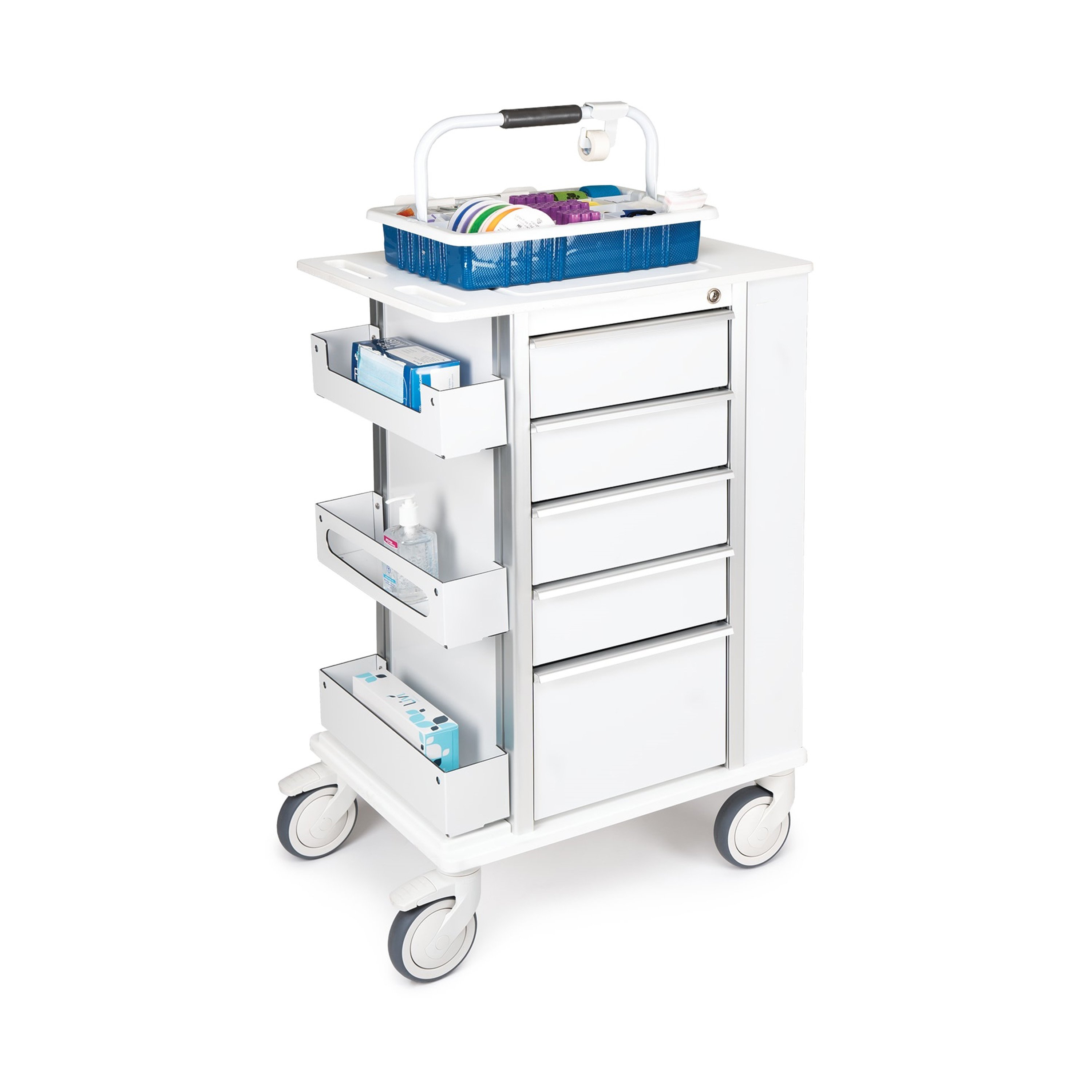 OmniMed 351003 Omni Phlebotomy Cart with 5 Drawers, 5" Casters
