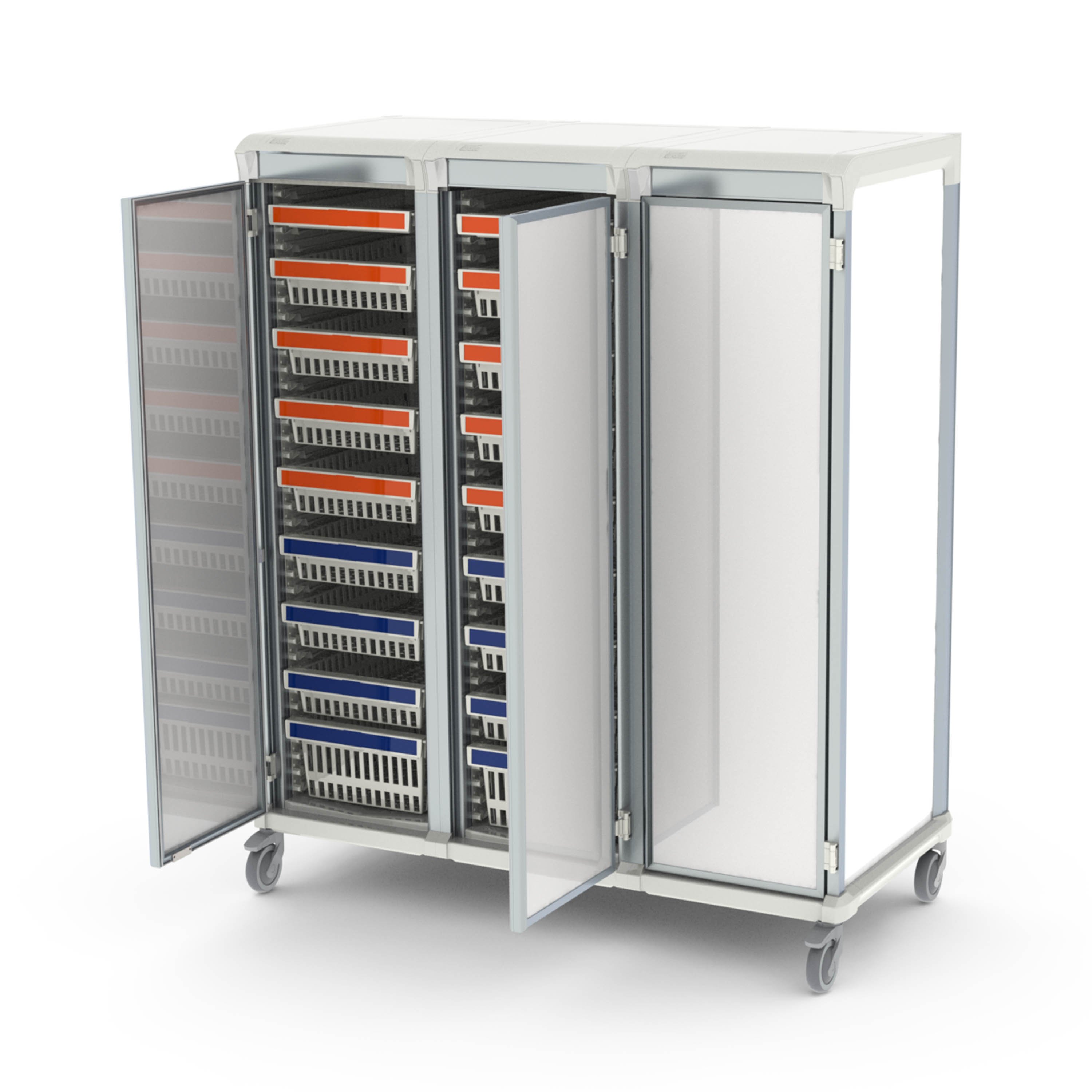 Pegasus Apollo U Type Medical Storage Cart 4 Panels Triple Column