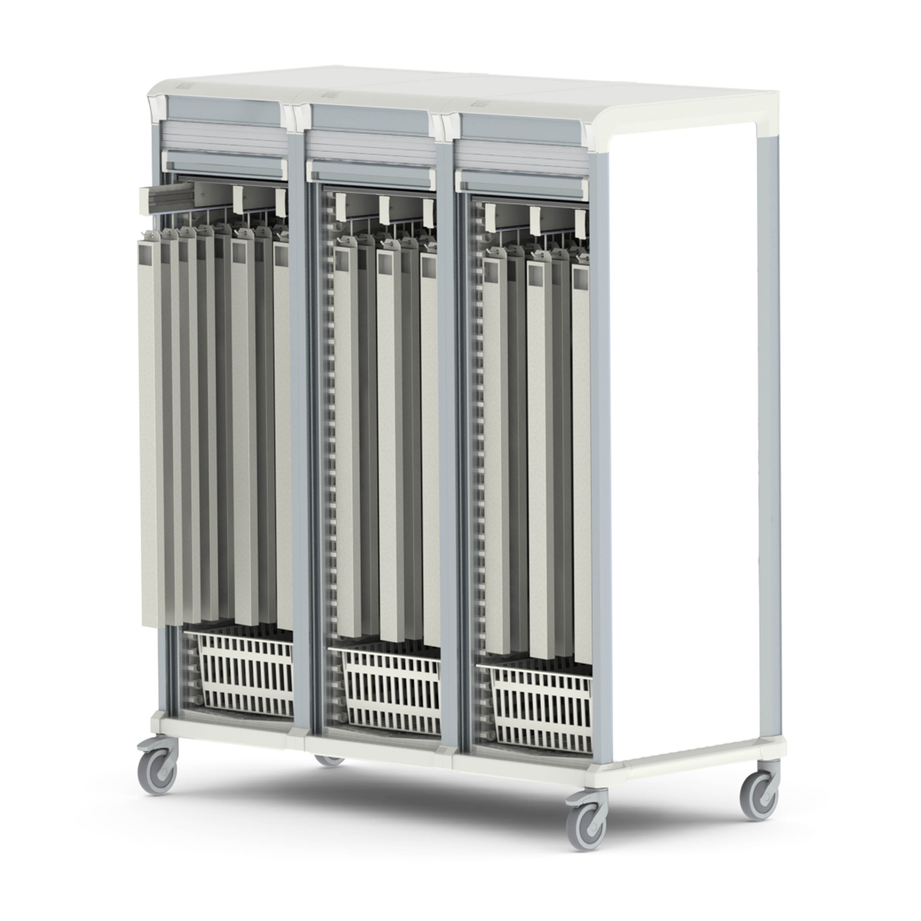Pegasus Apollo U Type Medical Storage Cart 4 Panels Triple Column