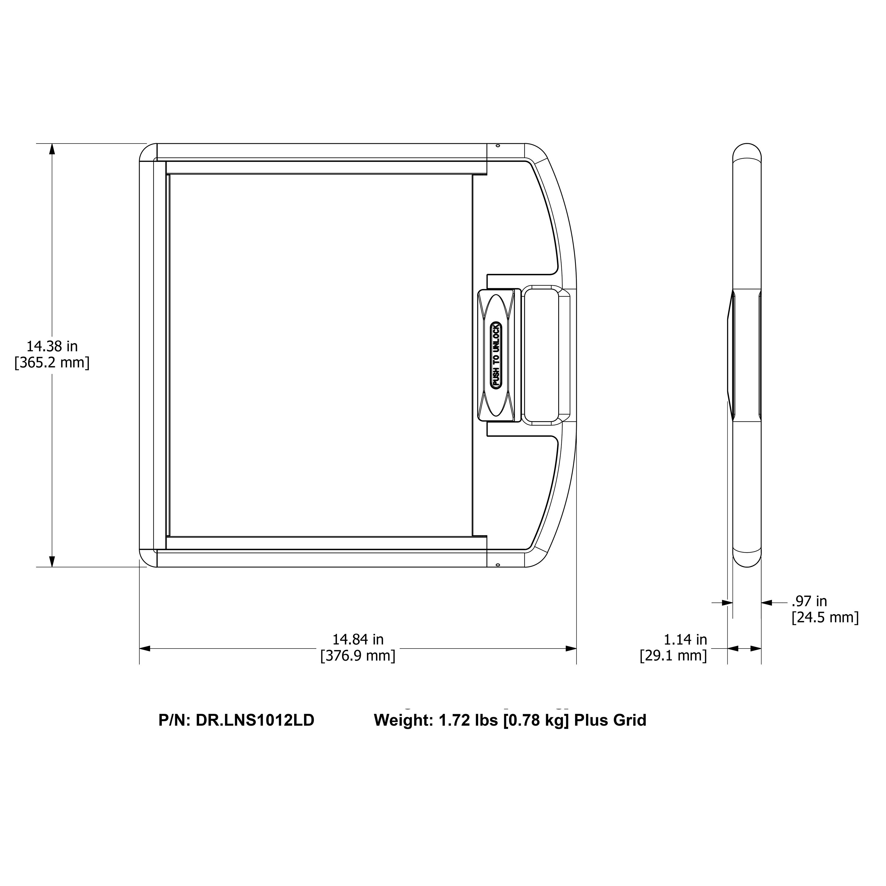Lock-N-Secure DR Panel Protector 10 x 12 with Grid & Side Handle