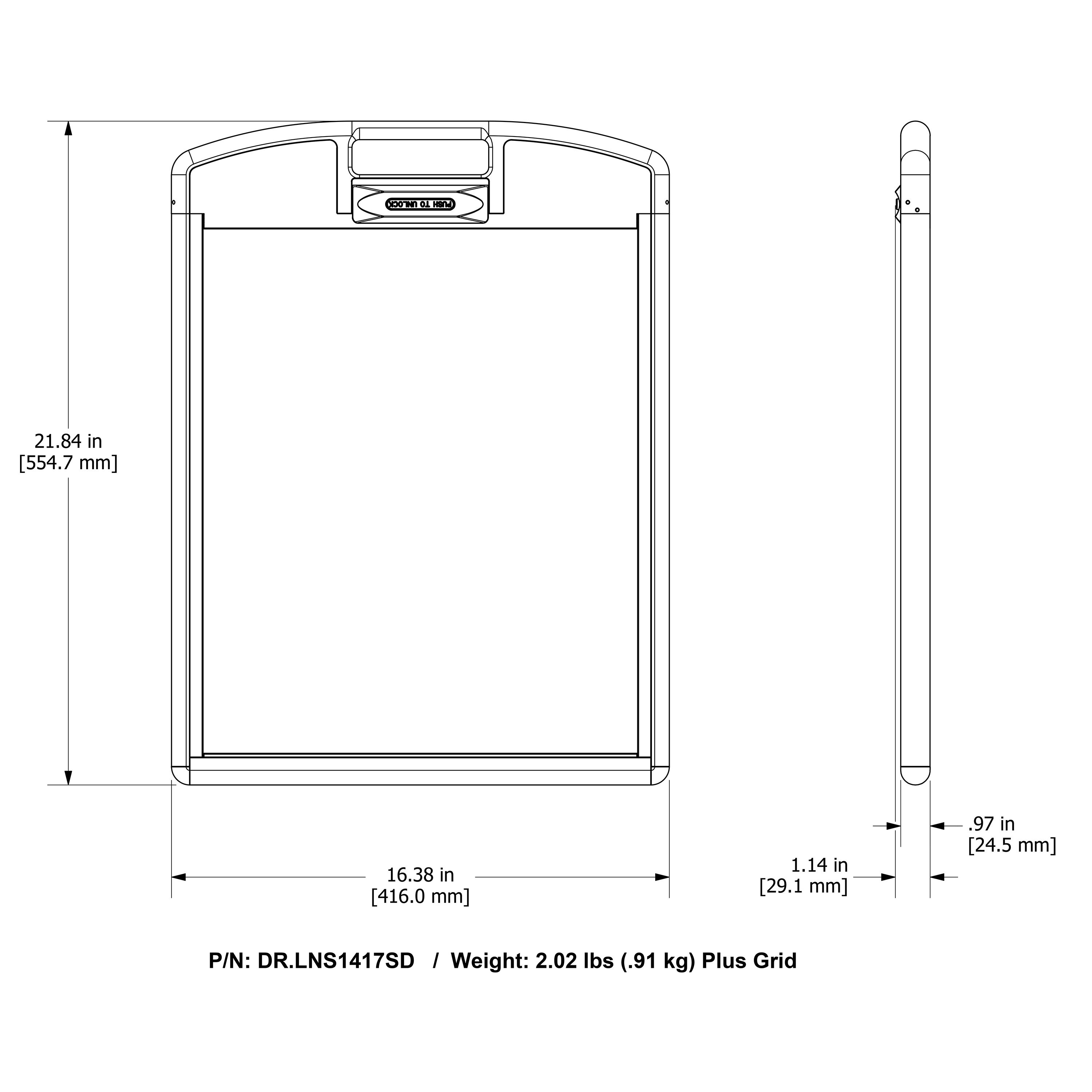 Lock-N-Secure DR Panel Protector 14x17 with Grid & Top Handle