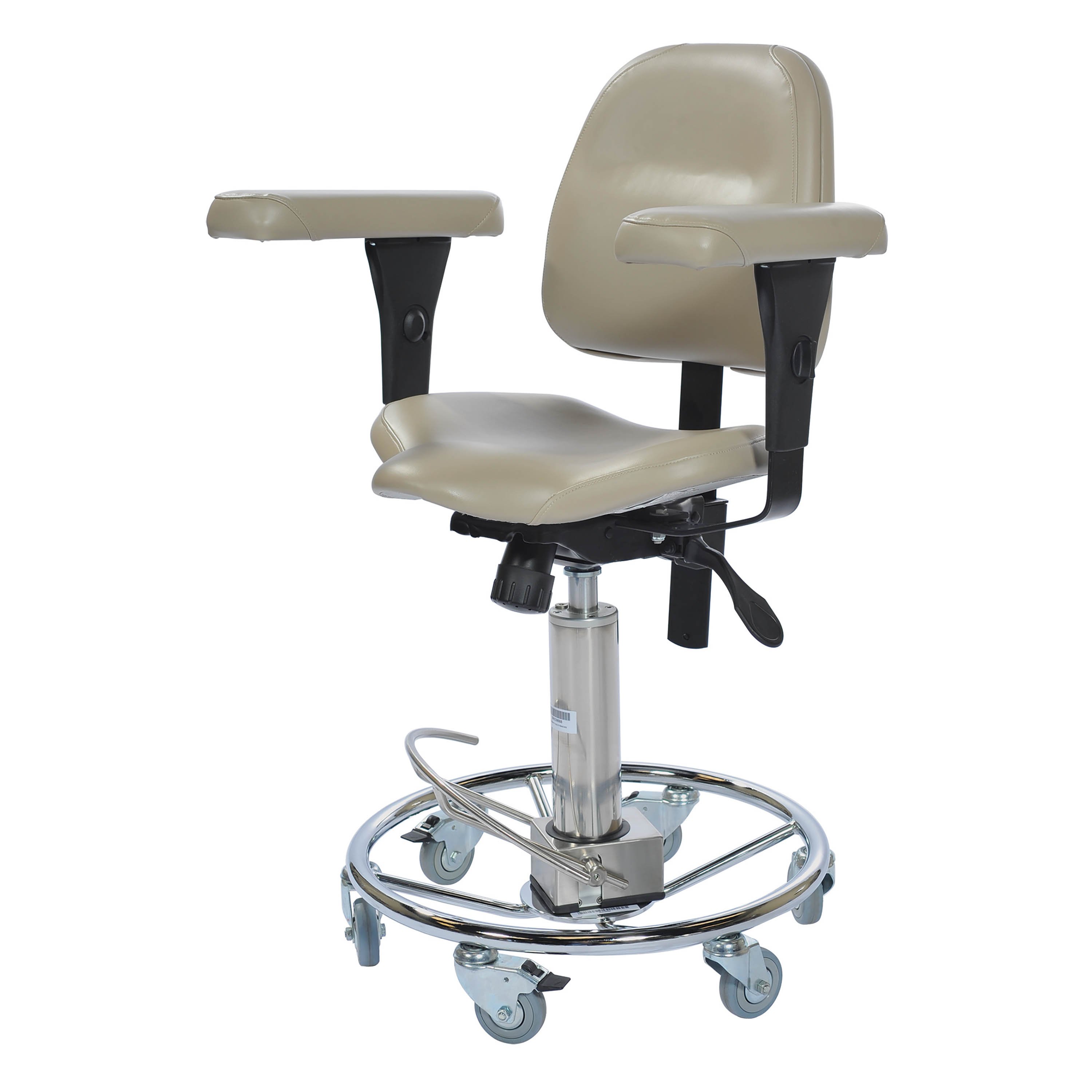 Pedigo P-7000 Hydraulic Surgeon Stool With Backrest & Armrests