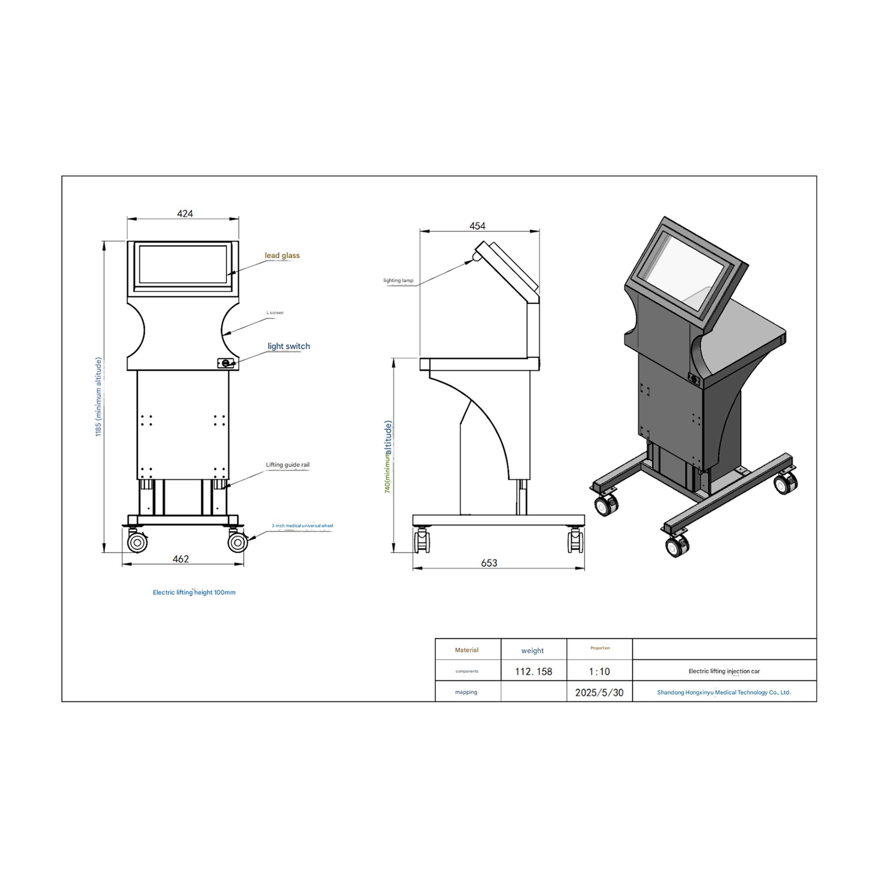 Phillips Safety RNM-MFMIV1-10 Nuclear Medicine Injection Cart