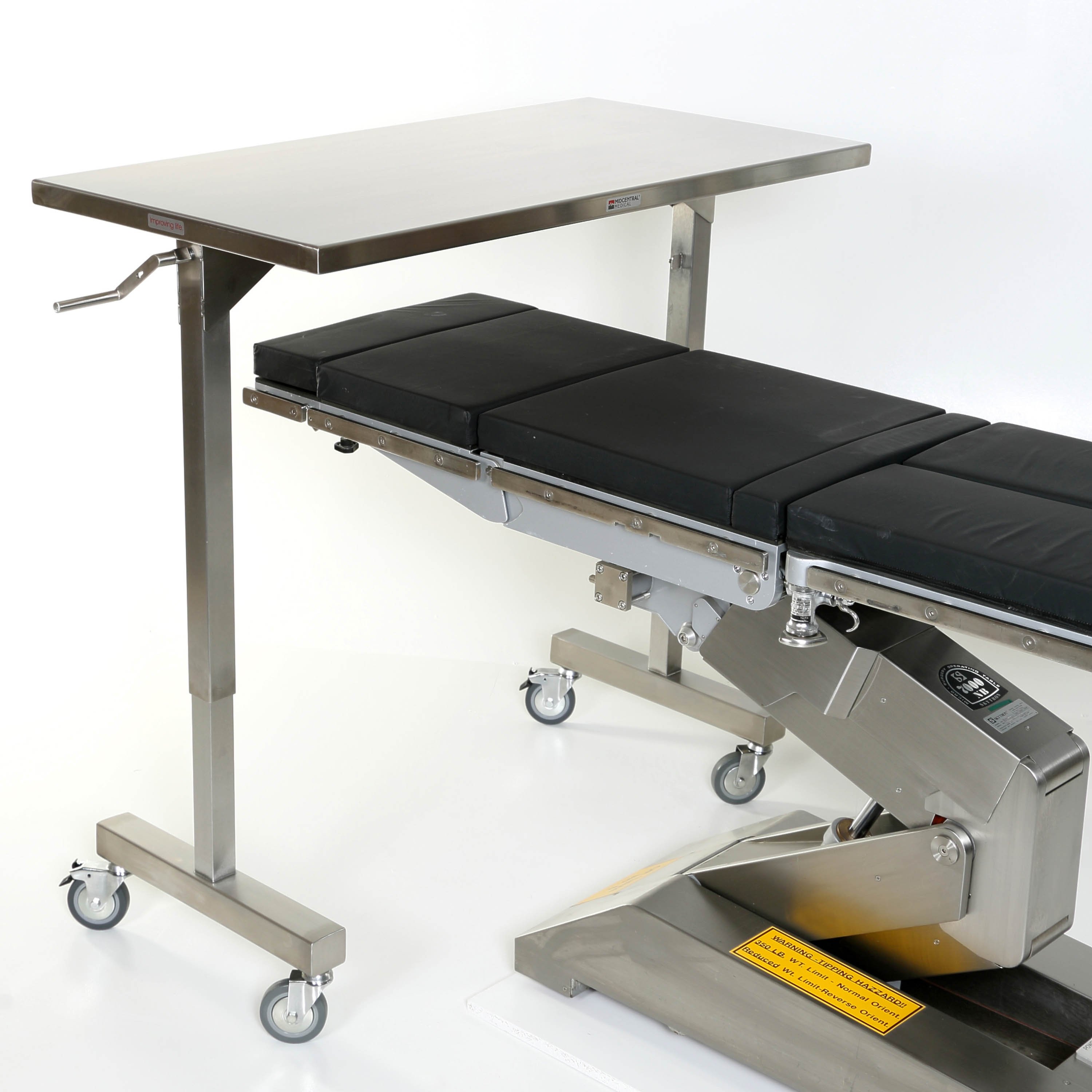 MidCentral Stainless Steel Height Adjustable Instrument Table